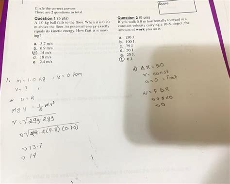 Solved Question 1 5 Pts A 1 0kg Ball Falls To The Floor Chegg