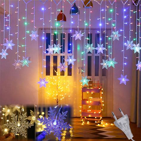 ⭐lampu Raya 4m Led Hari Raya Lights Snowflake Curtain Ramadan Lights