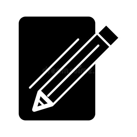 Чистый лист бумаги и значок вектора карандаша Черно белая иллюстрация блокнота и ручки Твердый