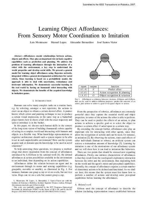Pdf Learning Object Affordances From Sensory Motor Coordination To