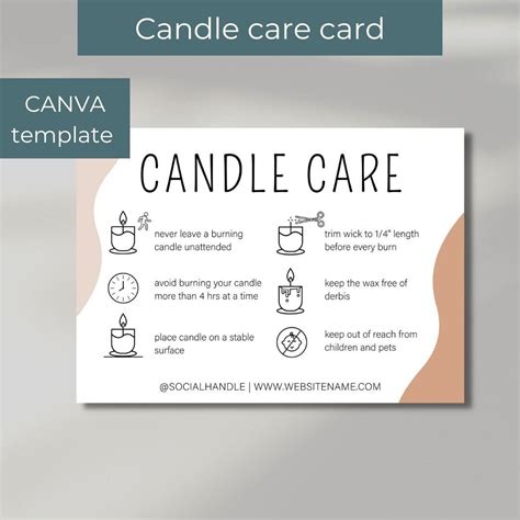 Candle Care Card Template Printable Candle Safety Instructions Thank
