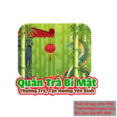Vẽ Chibi Rồng Xanh Trong Rừng đi đến Quán Trà Bí Mật để Thiết Kế Logo