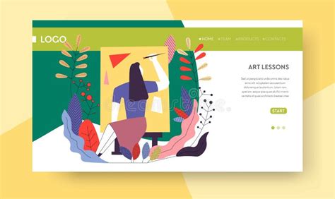 Art Lessons Online Classes Web Page Template Stock Vector