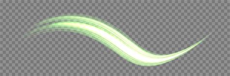 빛나는 녹색 선 네온 현실적인 에너지 속도 추상적인 빛 효과 프리미엄 벡터
