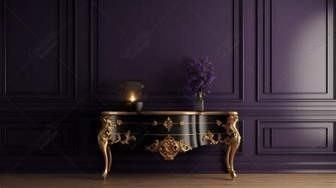 클래식 퍼플 인테리어에 우아한 골드 액센트 블랙 콘솔 놀라운 3d 렌더링 살다 배경 테리 배경 금 배경 이미지 Hd 살다 테리 금 배경 사진 무료 다운로드