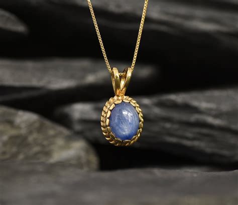Gold Kyanit Anhänger Blauer Zierliche Anhänger Natürlicher Etsy