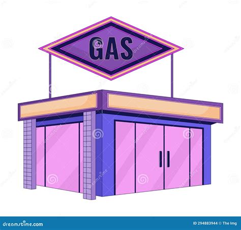 Gas Station Convenience Store 2d Linear Cartoon Object Stock