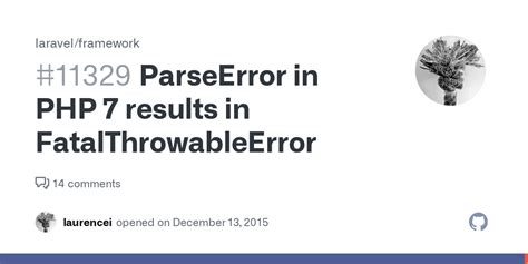 ParseError In PHP Results In FatalThrowableError Issue Laravel Framework GitHub