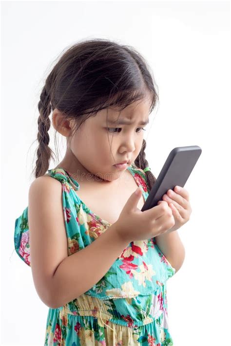 Asian Girl Addict Mobile Phone And Hold It So Close Stock Image Image