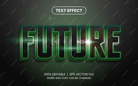 Premium Vector Green Future Metallic Glow Editable Text Effect Template
