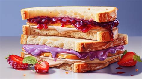 Premium Photo Peanut Butter Sandwiches Or Toasts With Raspberry Jam