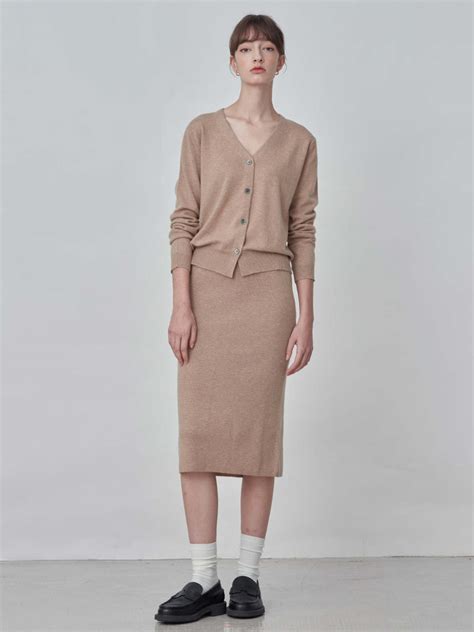 Purecashmere Nyc Straight Midi Skirt Camel Garmentory
