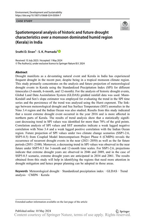 Spatiotemporal Analysis Of Historic And Future Drought Characteristics Over A Monsoon Dominated