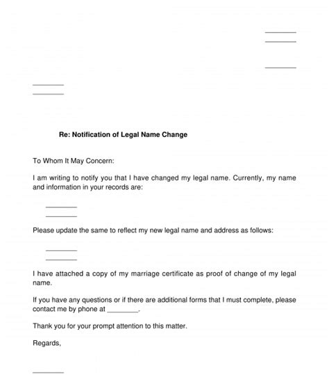 Notification Of Name Change Letter Sample Template