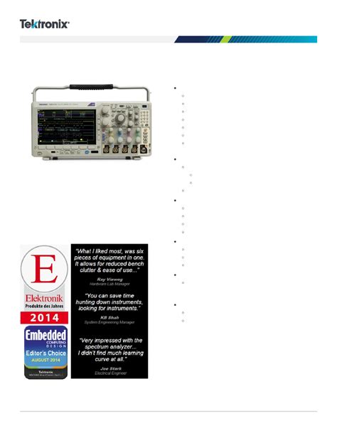 Mdo3104 Datasheet140 Pages Tektronix Mixed Domain Oscilloscopes