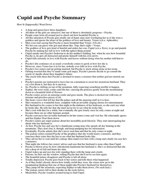 Cupid And Psyche Summary Eros Cupid