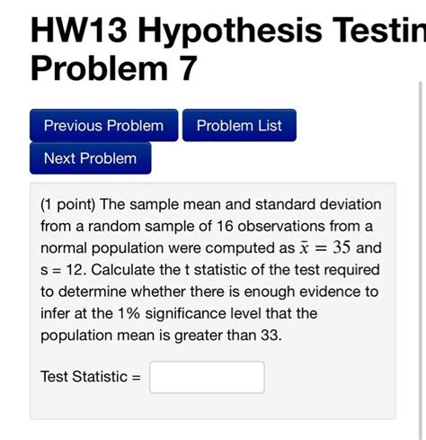 Solved Hw13 Hypothesis Testin Problem 7 Previous Problem