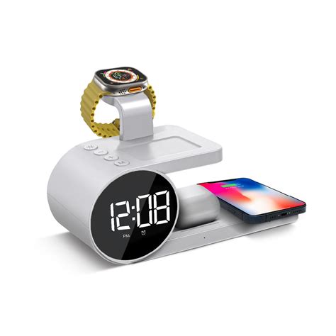 Brookstone 3 In 1 Wireless Charging Station And Alarm Clock