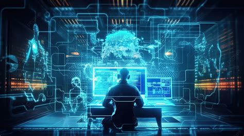 Digital Interface Surrounds 3d Illustration Of Hacker Coding In Data
