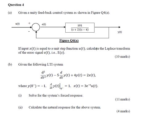 Solved Question 4 A Given A Unity Feed Back Control System
