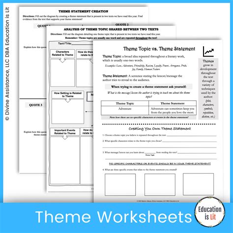 Literary Analysis Worksheets Middle And High School For Theme And Worksheets Library