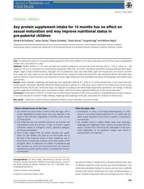 Pdf Soy Protein Supplement Intake For 12 Months Has No Effect On
