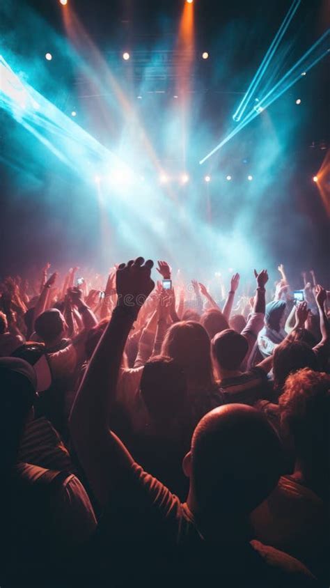 Captivating Silhouettes Hands Raised Crowd Sways Joyfully Under