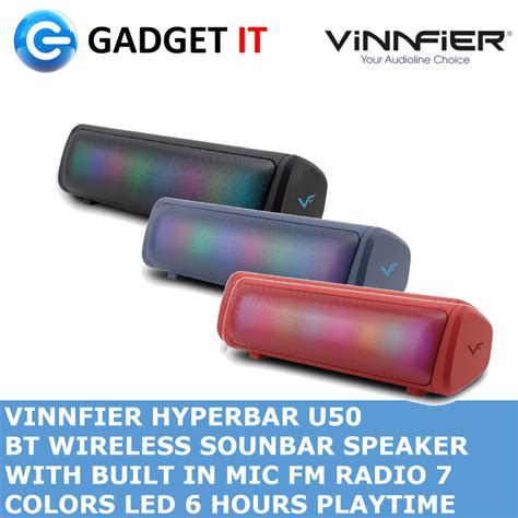 Vinnfier Hyperbar U50 Bt Wireless Sounbar Speaker With Built In Mic Fm Radio 7 Colors Led 6