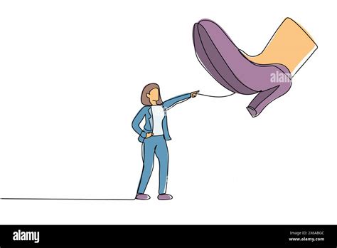 Single Continuous Line Drawing Active Businesswoman Facing Against