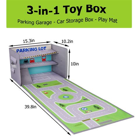 Livememory Toy Car Garage Box Toy Car Storage Toy Car