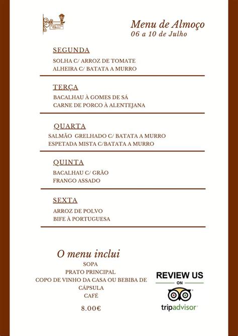 Menu At Velhos Tempos Restaurant Braga