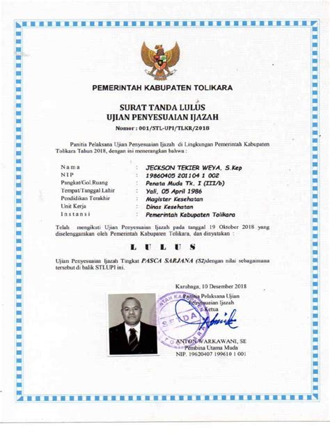 Surat Tanda Lulus Ujian Penyesuaian Ijazah S2 Bagian 1 Pdf