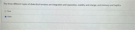 Solved The Three Different Types Of Dialectical Tensions Are