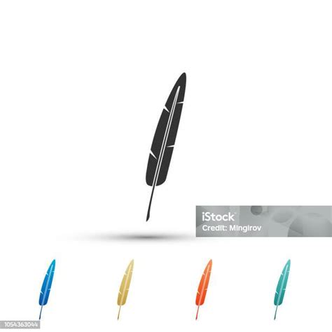 깃털 펜 아이콘 흰색 배경에 고립입니다 컬러 아이콘에 요소를 설정 합니다 평면 디자인입니다 벡터 일러스트 레이 션 시인에 대한 스톡 벡터 아트 및 기타 이미지 Istock