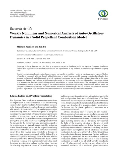 Pdf Weakly Nonlinear And Numerical Analysis Of Auto Oscillatory