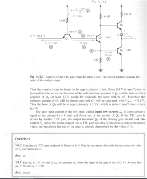 Solved Fig 1422 ﻿analysis Of The Ttl Gate When The Input