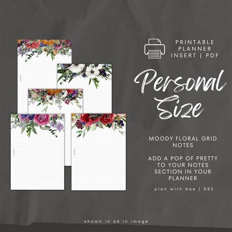 082 Moody Floral Grid Notes Grid Notes Pages With Floral