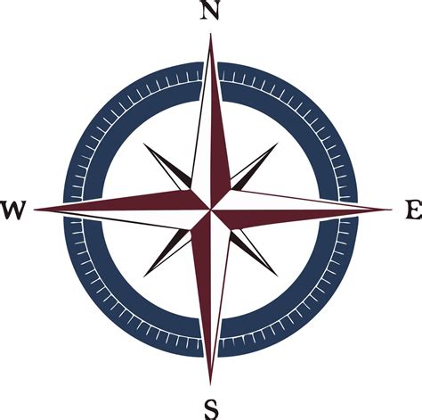 Directional Compass Rose Symbol Featuring Cardinal Points For Travel