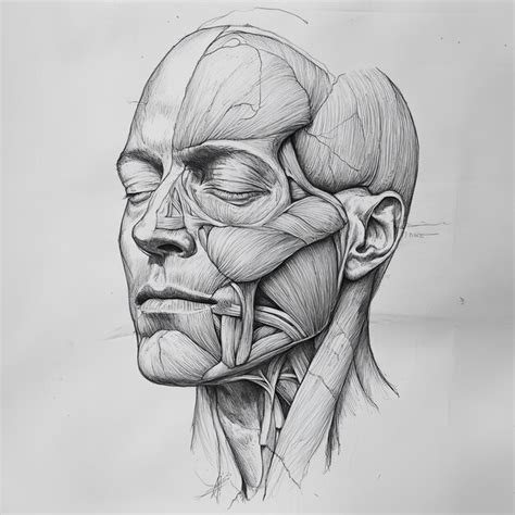 A Drawing Of A Human Head With A Neck And Neck Premium Ai Generated Image