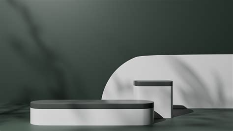자연 짙은 녹색 받침대 또는 연단 디스플레이 제품 쇼케이스를위한 빈 플랫폼 3d 렌더링 0명에 대한 스톡 사진 및 기타 이미지 0명 3차원 형태 개념 Istock