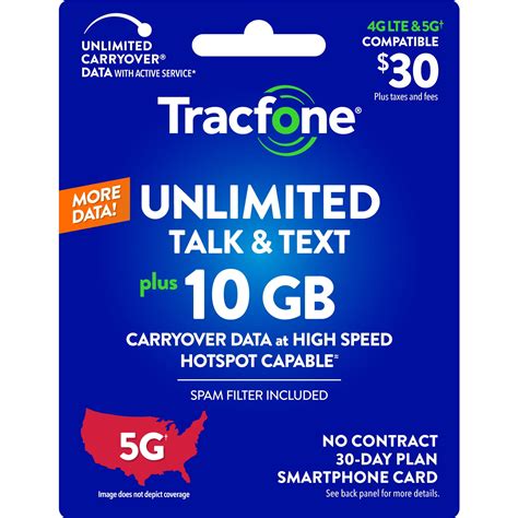 Tracfone 30 Smartphone Unlimited Talk And Text 30 Day Prepaid Plan 10 Gb At High Speed E Pin