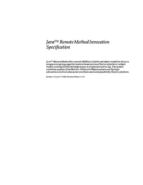 Pdf Java™ Remote Method Invocation Specification