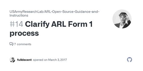 Clarify Arl Form 1 Process · Issue 14 · Usarmyresearchlabarl Open
