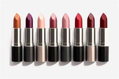 Lápiz labial surtido realista conjunto transparente Foto Premium