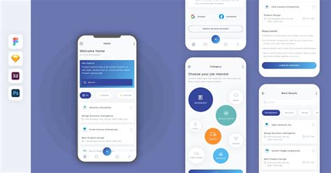 Job And Hiring Mobile App Ui Kit Graphic Templates Envato Elements