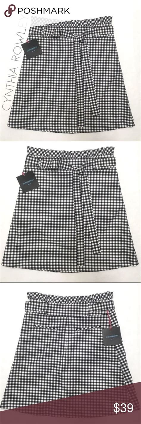 Cynthia Rowley Gingham High Skirt Nwt