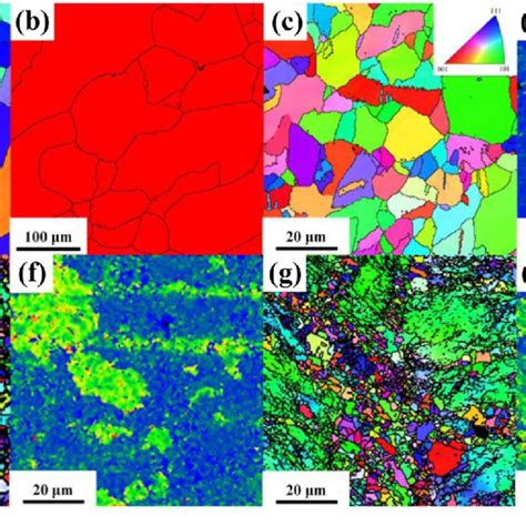 Ebsd Results Of Ifp Maps A C E G Phase Map B And Kam Maps D
