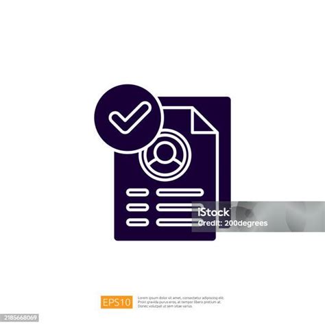 この画像はチェックマークとユーザーアイコンが付いたドキュメントを示しており承認または検証を象徴しており履歴書やアプリケーションに関連している