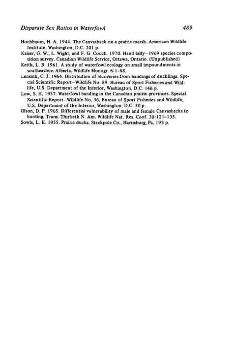 Disparate Sex Ratios In Waterfowl Breeding Biology Of Birds