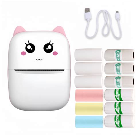 Детский фото принтер минипринтер блютуз без чернил для учебы с прозрачной бумагой с набором